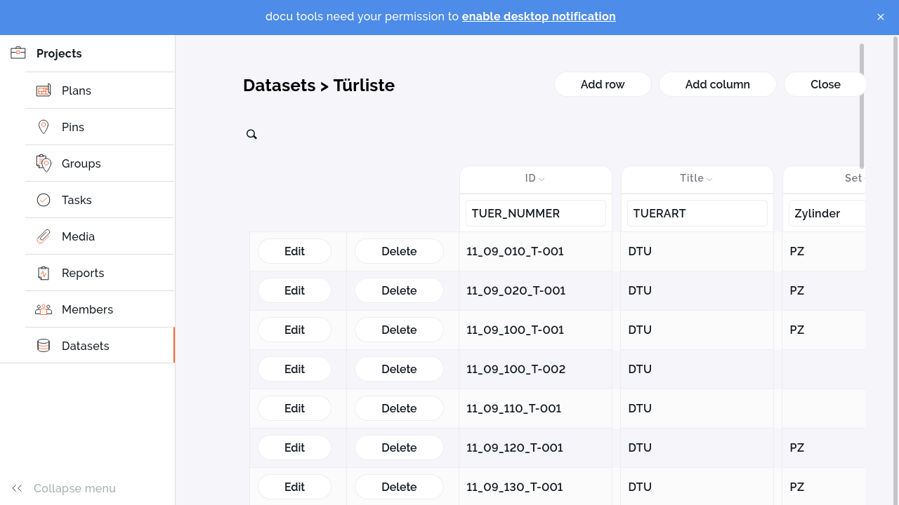 Editing Existing Datasets Docu Tools Help Center © 2024